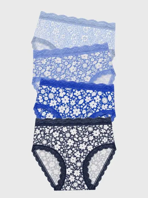 STRIPE & STARE High Rise Knicker Four Pack - Cornflower Petals