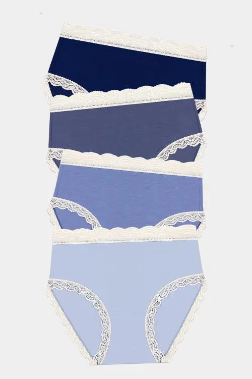 STRIPE & STARE High Rise Knicker Four Pack - Denim Blues