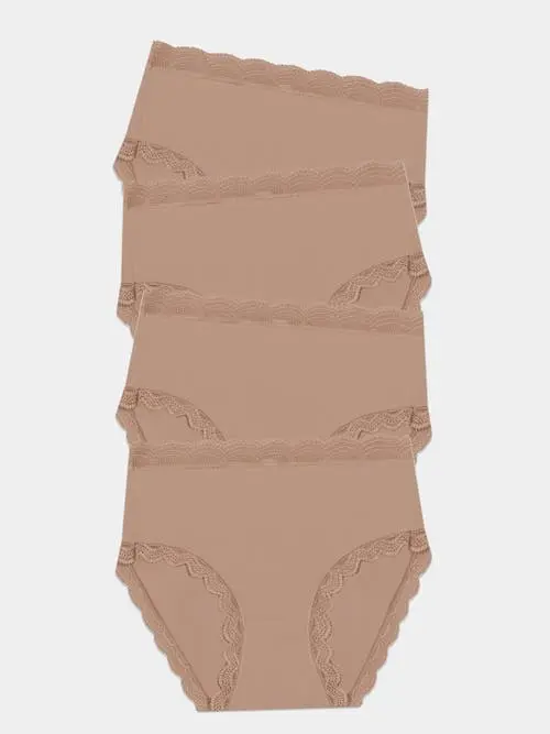 STRIPE & STARE High Rise Four Pack - Latte