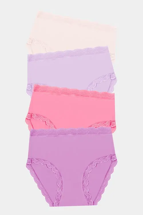 STRIPE & STARE High Rise Knicker Four Pack - Lavender Haze