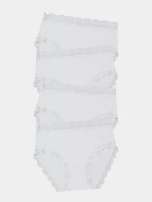 STRIPE & STARE High Rise Knicker Four Pack - White