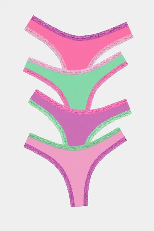 STRIPE & STARE Thong Four Pack - Candy Floss Brights
