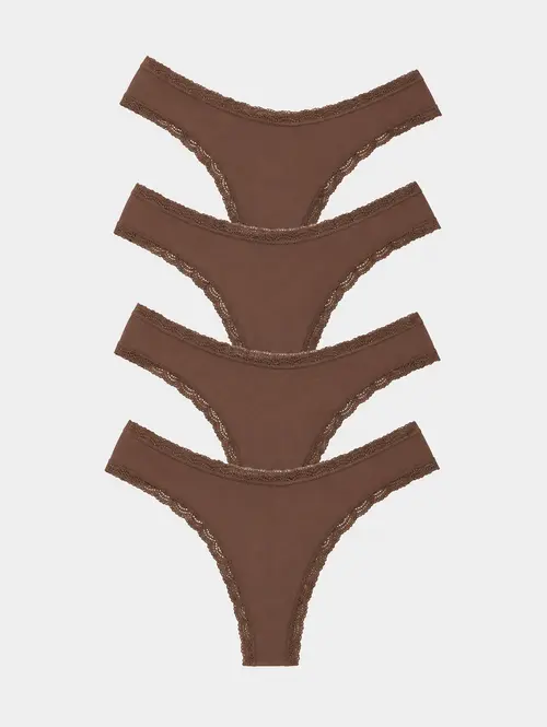 STRIPE & STARE Thong Four Pack - Chocolate