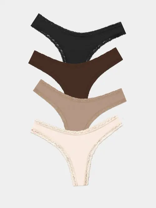 STRIPE & STARE Thong Four Pack - Latte Essentials Box