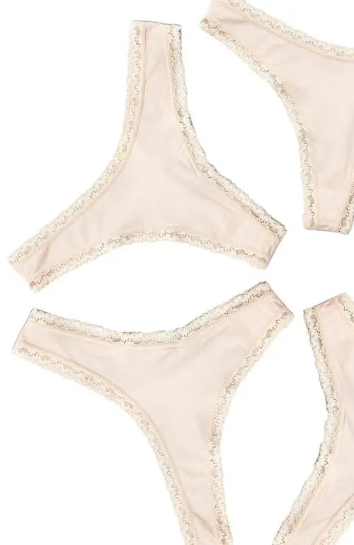 STRIPE & STARE Thong Four Pack - Sand