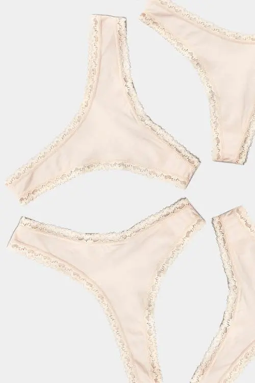 STRIPE & STARE Thong Four Pack - Sand