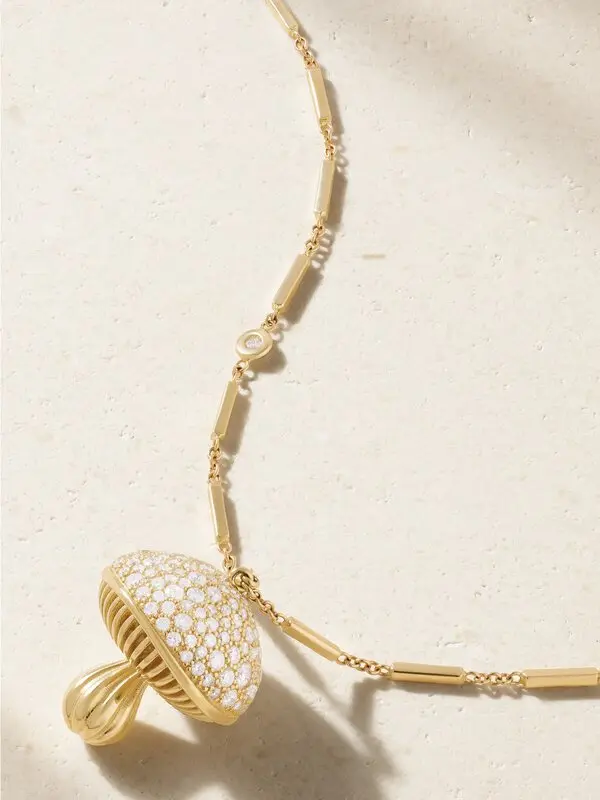 Jacquie Aiche Mushroom Diamond Necklace - Gold