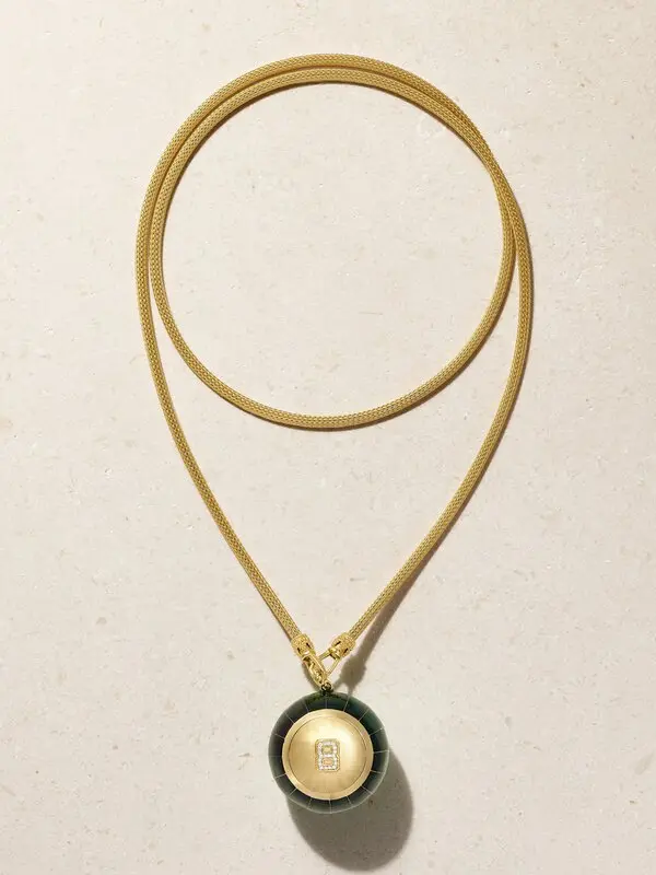 MARIE LICHTENBERG Magic 8 Ball Diamond And Enamel Necklace - Gold