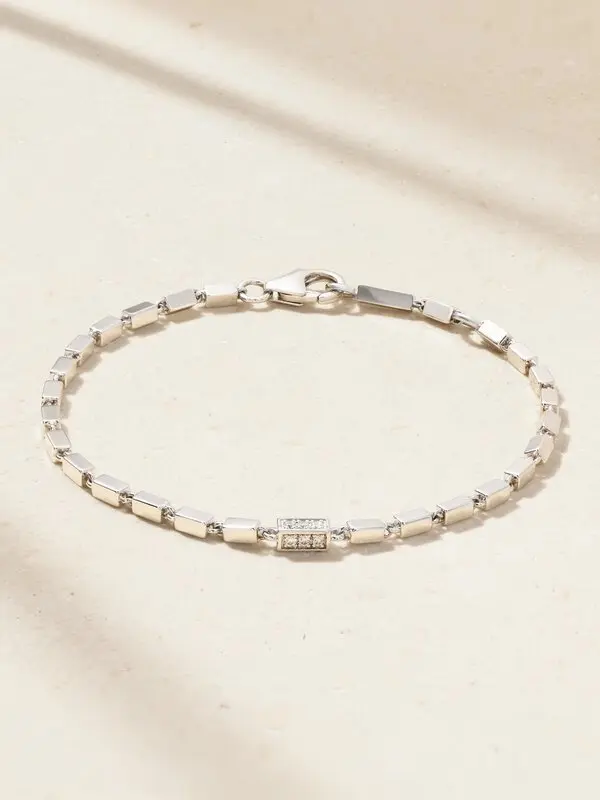 SUZANNE KALAN Block Chain 18-karat White Gold Diamond Bracelet - Silver
