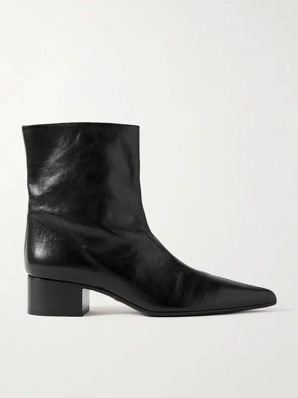 Khaite Andee Crinkled-leather Ankle Boots - Black