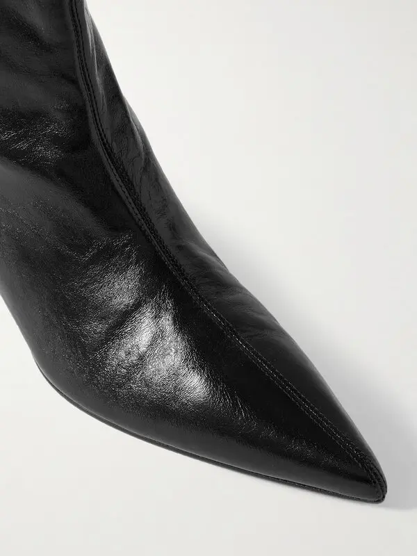 Khaite Andee Crinkled-leather Ankle Boots - Black