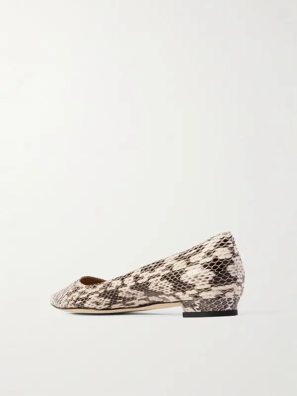 Manolo Blahnik Bb 10 Snake-effect Leather Point-toe Flats - Animal Print