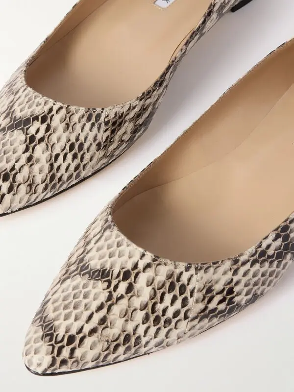 Manolo Blahnik Bb 10 Snake-effect Leather Point-toe Flats - Animal Print