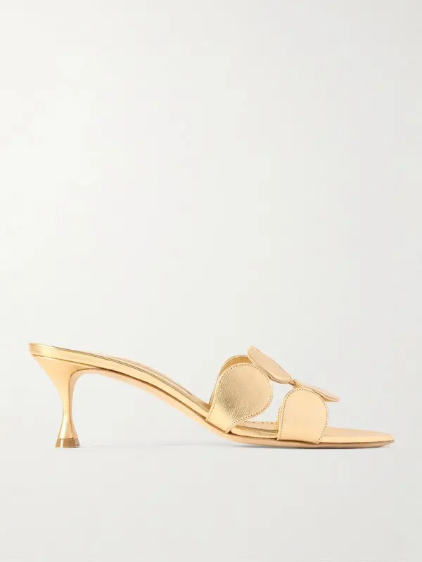 Manolo Blahnik Haribalmu Metallic Leather Sandals - Gold