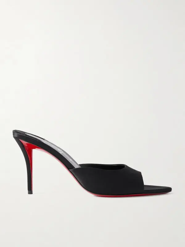 CHRISTIAN LOUBOUTIN Apostropha 80 Satin Mules - Black