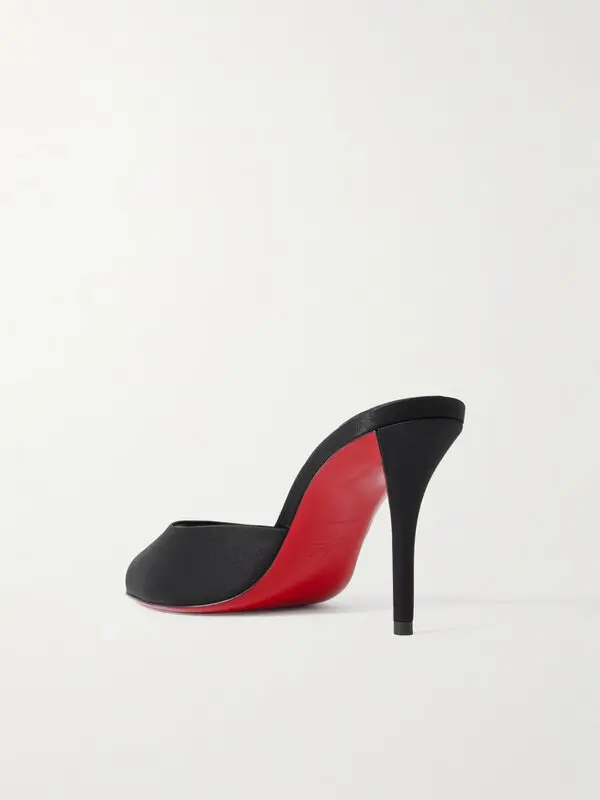 CHRISTIAN LOUBOUTIN Apostropha 80 Satin Mules - Black