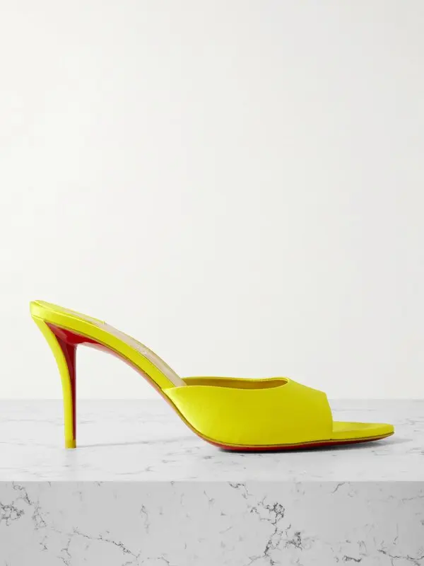 CHRISTIAN LOUBOUTIN Apostropha 80 Satin Mules - Yellow