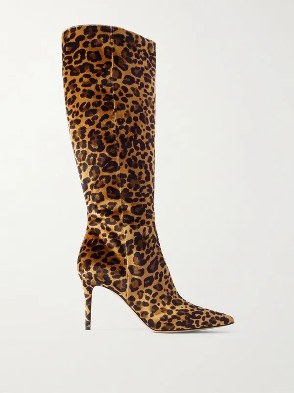 GIANVITO ROSSI Leopard-print Velvet Knee Boots - Animal Print