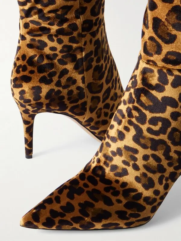 GIANVITO ROSSI Leopard-print Velvet Knee Boots - Animal Print