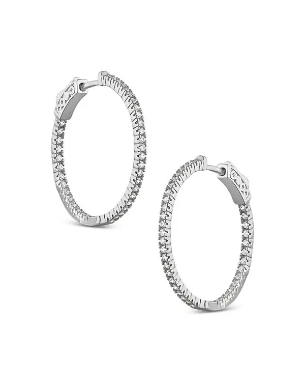 KENNETH JAY LANE Pave Hoop Earrings - Silver