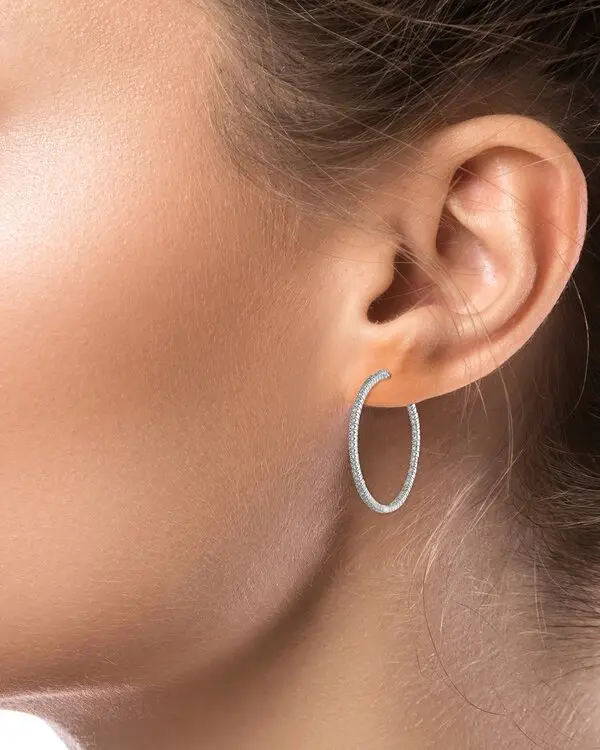 KENNETH JAY LANE Pave Hoop Earrings