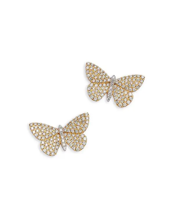 Bloomingdale'S 14k Yellow Diamond Butterfly Stud Earrings 0.75 Tcw - Gold