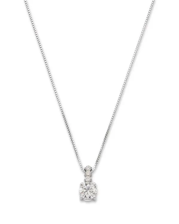 Bloomingdale'S 14k Diamond Solitaire Pendant Necklace - White Gold