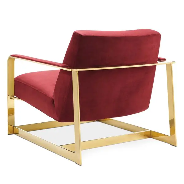 MODWAY Seg Performance Velvet Accent Chair - Gold Maroon