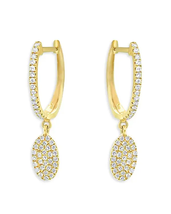 Meira T 14k Yellow Diamond Dangle Hoop Earrings - Gold