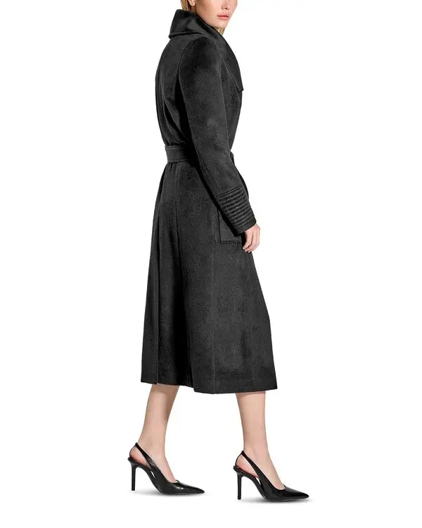 Sentaler Wide Collar Long Wrap Coat - Black