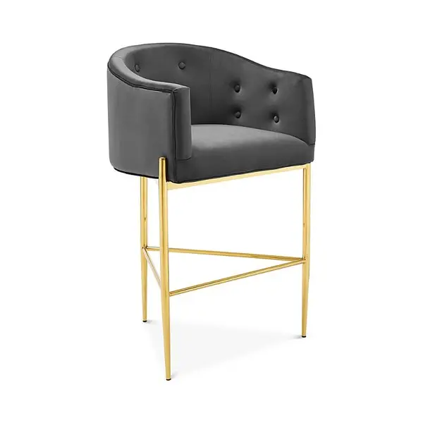 MODWAY Savour Tufted Performance Velvet Bar Stool - Charcoal