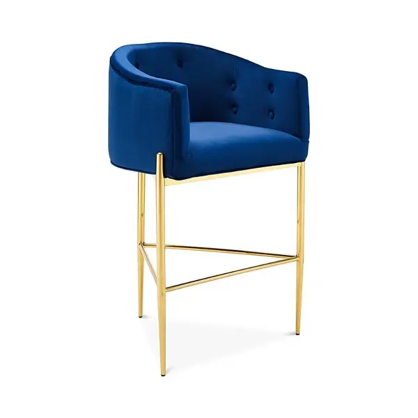 MODWAY Savour Tufted Performance Velvet Bar Stool - Navy