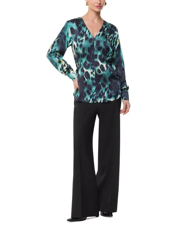 Whistles Misty Leopard Print V-neck Blouse