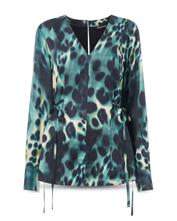Whistles Misty Leopard Print V-neck Blouse