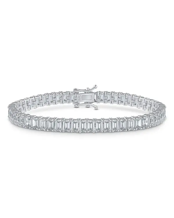 KENNETH JAY LANE Emerald Cut Cubic Zirconia Tennis Bracelet - Silver