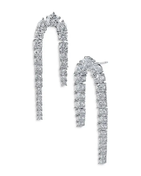 KENNETH JAY LANE Cubic Zirconia Graduated Arch Earrings - Silver