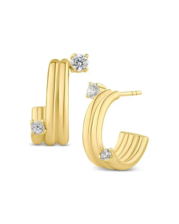 KENNETH JAY LANE Cubic Zirconia Hoop Earrings - Gold