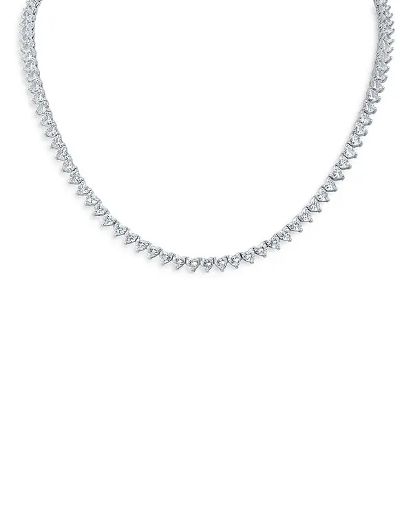 KENNETH JAY LANE Heart Tennis Necklace - Silver