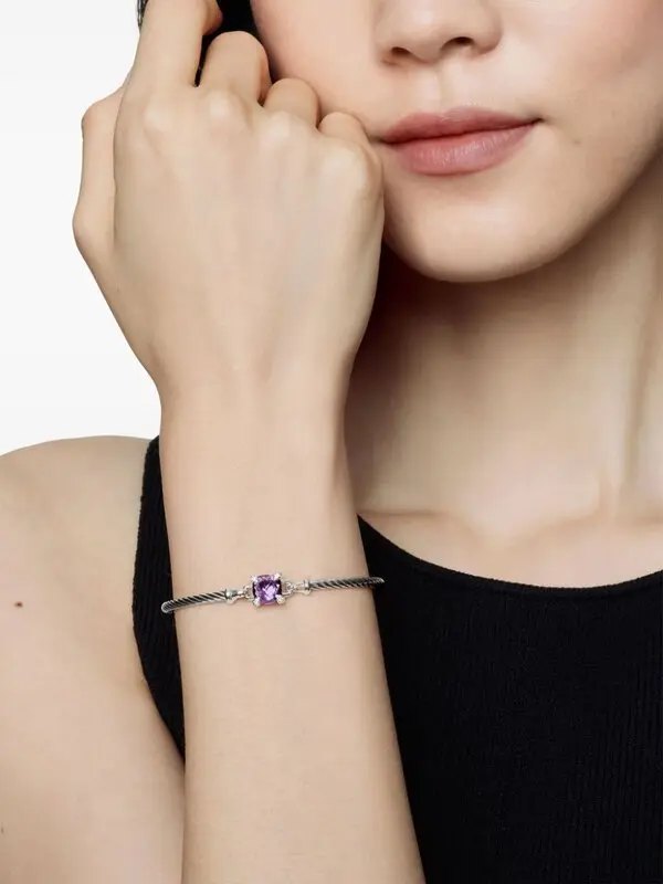 David Yurman Sterling Diamond And Amethyst Bracelet - Silver