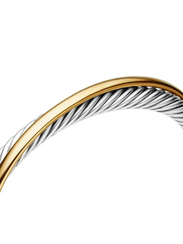 David Yurman 18kt Yellow Gold And Sterling Crossover Cuff Bracelet - Silver