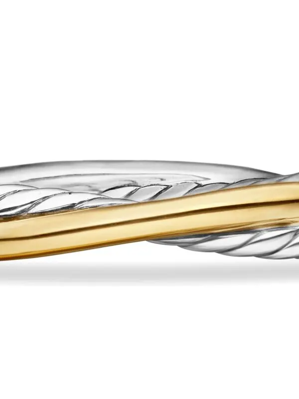 David Yurman 18kt Yellow Gold And Sterling Crossover Cuff Bracelet - Silver