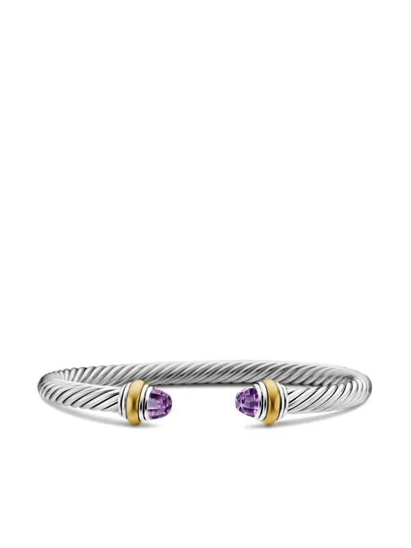 David Yurman 14kt Yellow Gold And Sterling Classic Cable Bracelet - Silver