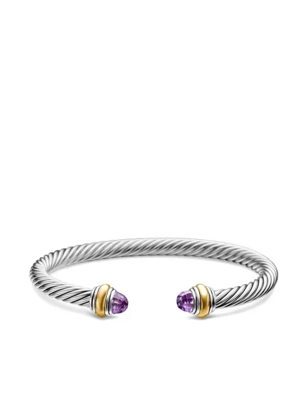 David Yurman 14kt Yellow Gold And Sterling Classic Cable Bracelet - Silver