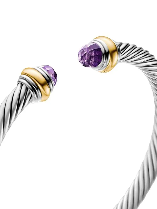 David Yurman 14kt Yellow Gold And Sterling Classic Cable Bracelet - Silver