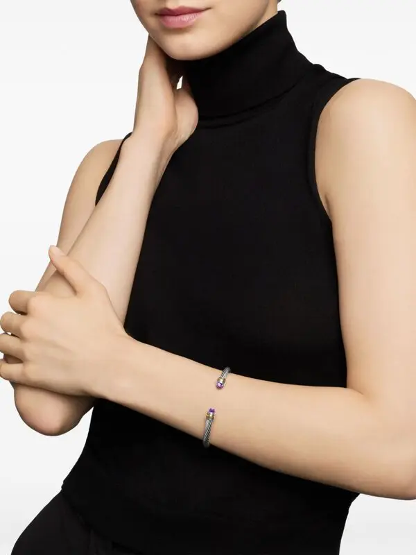 David Yurman 14kt Yellow Gold And Sterling Classic Cable Bracelet - Silver