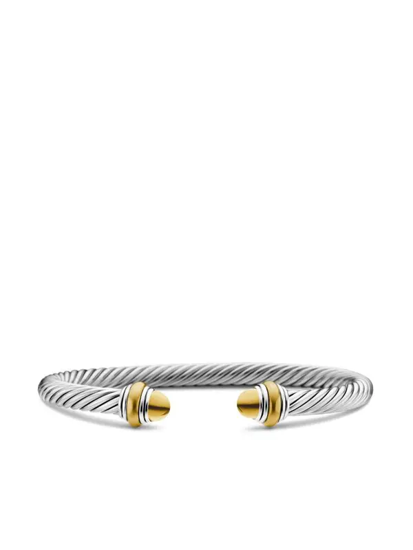 David Yurman 14k Yellow Gold And Sterling Classic Cable Bracelet - Silver