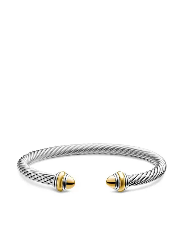 David Yurman 14k Yellow Gold And Sterling Classic Cable Bracelet - Silver