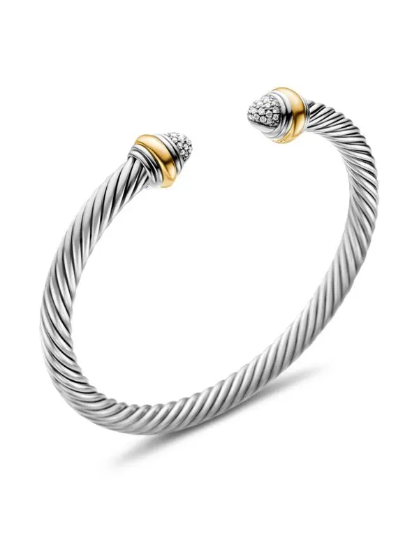 David Yurman 14kt Yellow Gold And Sterling Diamond Bracelet - Silver