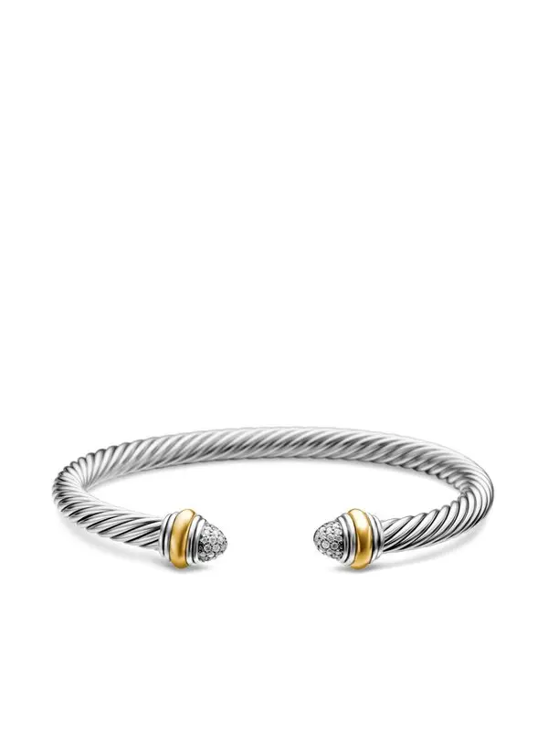 David Yurman 14kt Yellow Gold And Sterling Diamond Bracelet - Silver