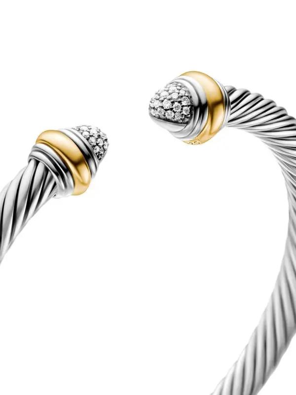 David Yurman 14kt Yellow Gold And Sterling Diamond Bracelet - Silver